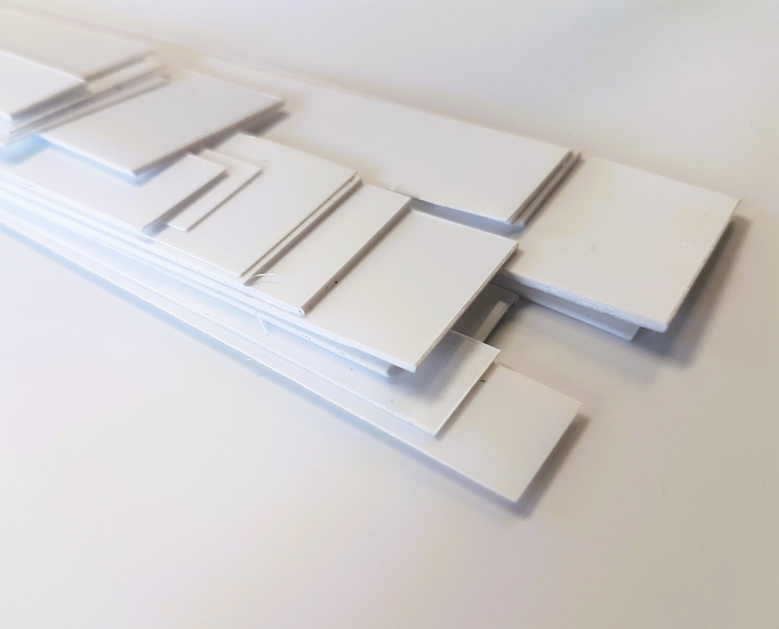 Plasticard Styrene Strips 300mm White Matt 0.25 to 1mm Thick 14 to 30mm ...