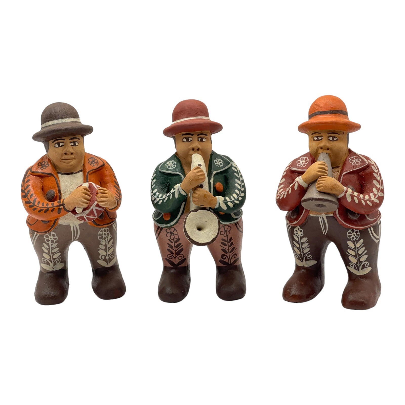 Authentic 5" Perúvian Statues 3 Figures Playing Instruments | eBay