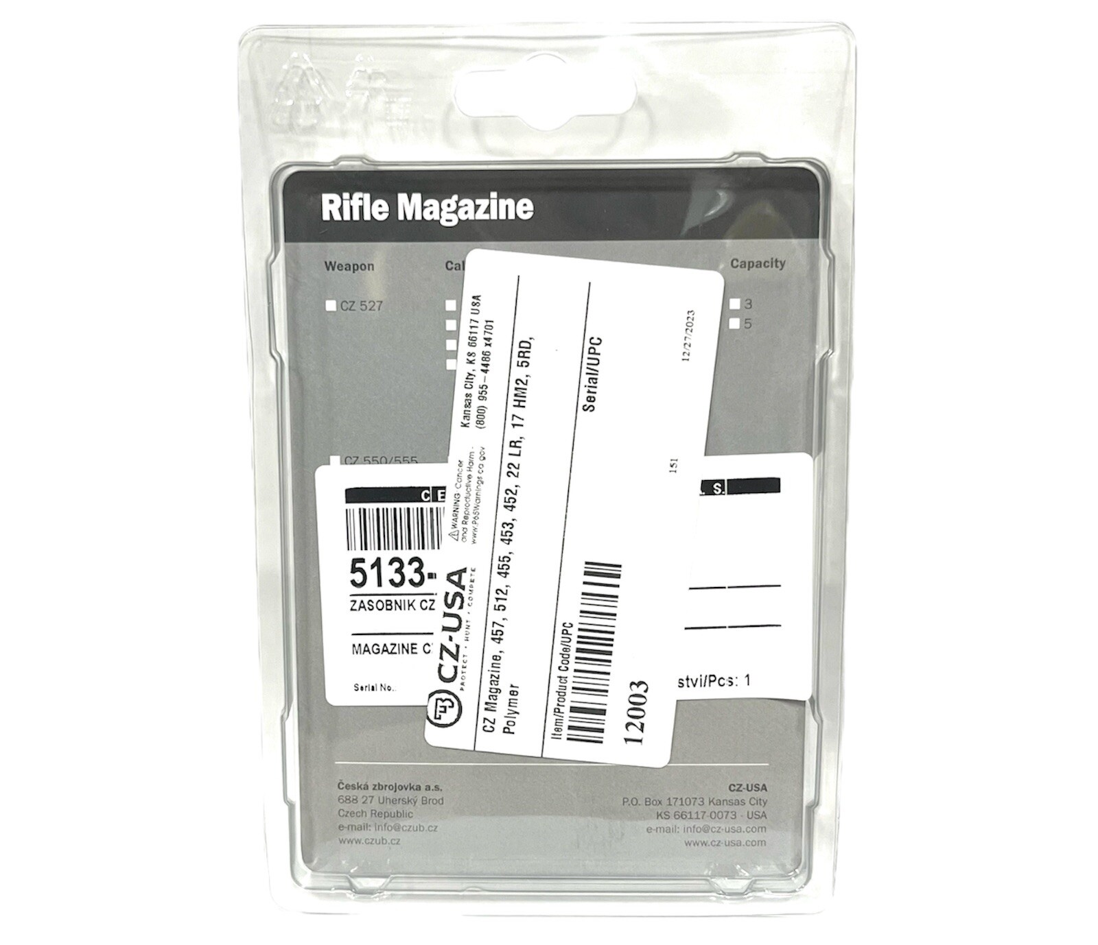 NEW CZ 5 rd .22 LR Magazine for 457 512 455 453 452 CZ457 CZ512 Polymer ...