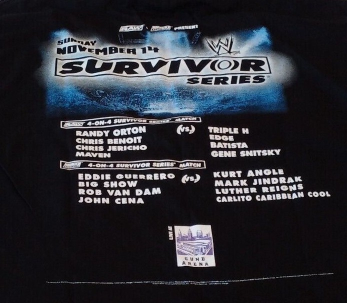 Vintage WWE Crew Scratch Shirt Event Employee 2004 SURVIVOR SERIES WWF ...