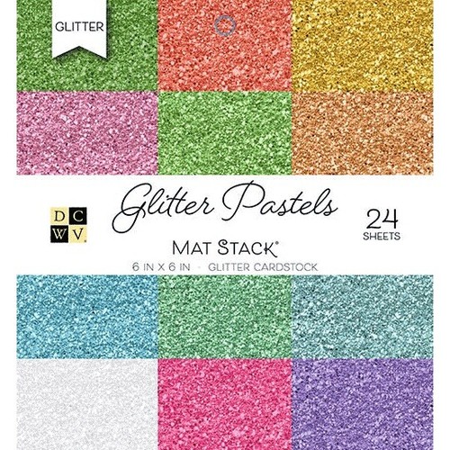 GLITTER PASTELS MAT STACK Printed Cardstock Pad DCWV 6"x6" 24 Shts PS-006-00119 | eBay