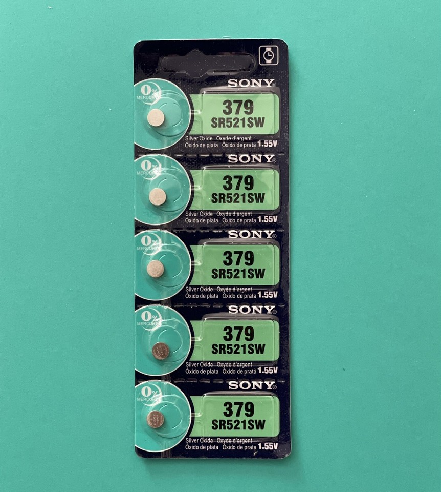 [EXP 2030] 5 pc SONY 379 Watch Coin Button Cell Battery SR521SW Ships ...