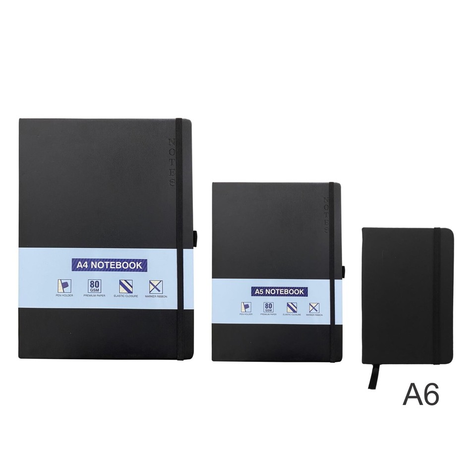 Notebook A6/A5/A4 Lined Hardback Ruled Notepad Notes Diary Journal ...