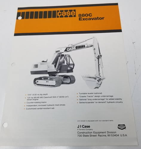 Case 880c Excavator Sales Brochure 1980 Specifications Photos ...