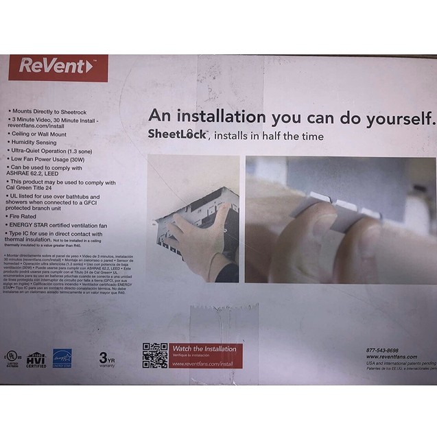 Revent Rvl110 CFM Easy Installation Bathroom Exhaust Fan W Humidity ...