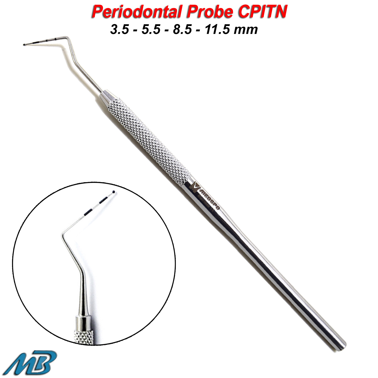 Periodontal Probes Color Coded Depth Measuring Dental Furcation Probe ...