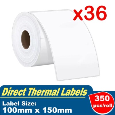 36 x Perforated Thermal Labels Rolls for Zebra Printer 100mmX150mm, 350 ...