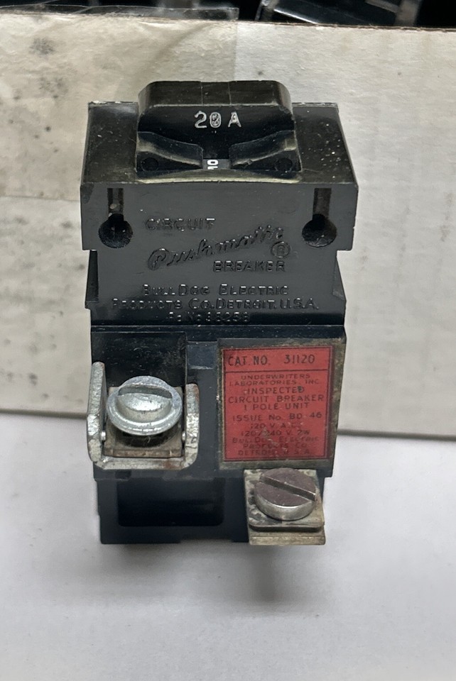 BULLDOG ELECTRIC,31120,PUSHMATIC BREAKER 20A 120/240V 1P LOT OF 16 | eBay