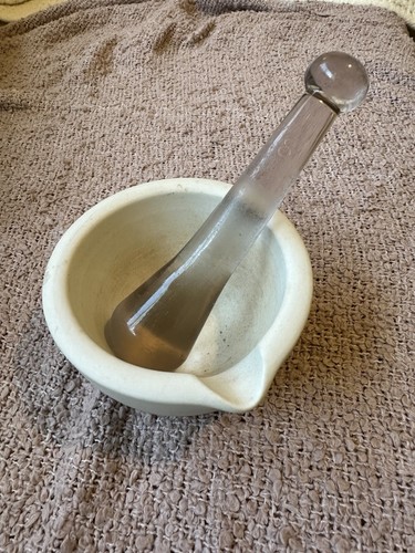 Vintage Standard Mortar #1 Acid Resisting & Solid Glass Pestle RX WOW!!! | eBay