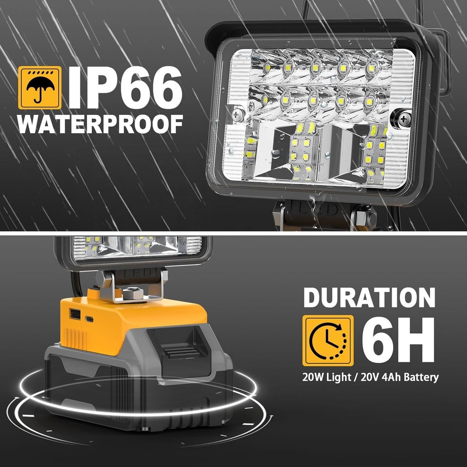 Portable Led Work Light For De walt 20V Battery, Portable Flood Light ...