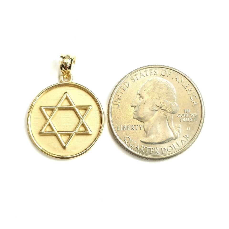14k yellow gold Round star of David Jewish Israel charm pendant Fine ...