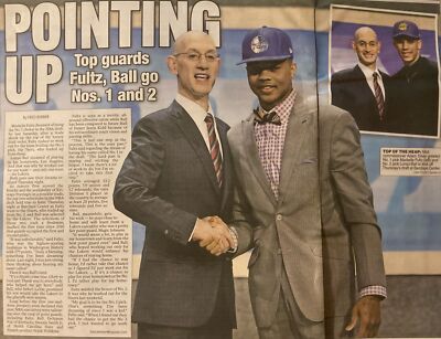 🏀🏀🏆🏆6-23-17 **NBA DRAFT** M. FULTZ DRAFTED #1, BALL #2 -ARTICLE/PHOTO ...