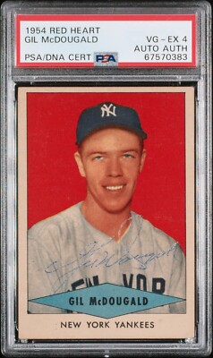 1954 Red Heart #20 Gil McDougald PSA/DNA 4 AUTO HIGHEST GRADED! POP 1 ...