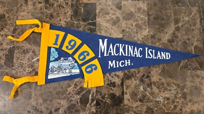 Vintage Felt Pennant Mackinac Island Michigan 1966 Souvenir 22" Long | eBay