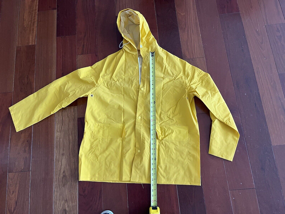 Yellow Heavy Duty Waterproof Rain Jacket Heavy Duty PVC Hooded Rain ...