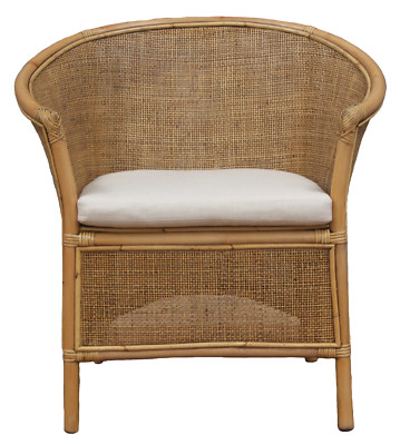 GALILEO BALINESE STYLE RATTAN OCCASIONAL ARMCHAIR LOUNGE CHAIR HONEY ...