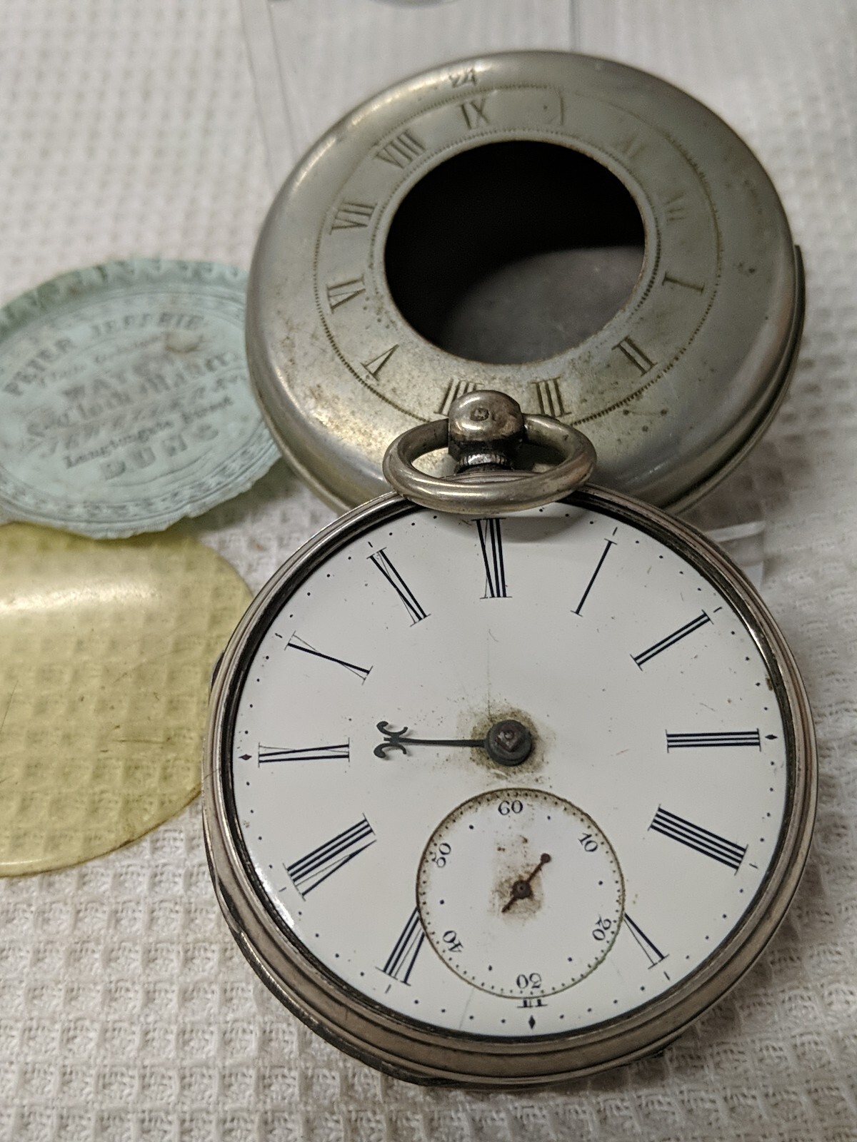 ANTIQUE SILVER POCKET WATCH 50MM WIDE Joseph Sharpe - Gem
