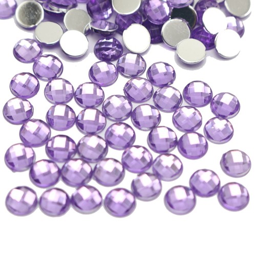 500 Purple Acrylic Rhinestone Flatback Round Gem Beads 6mm Flat Back No ...