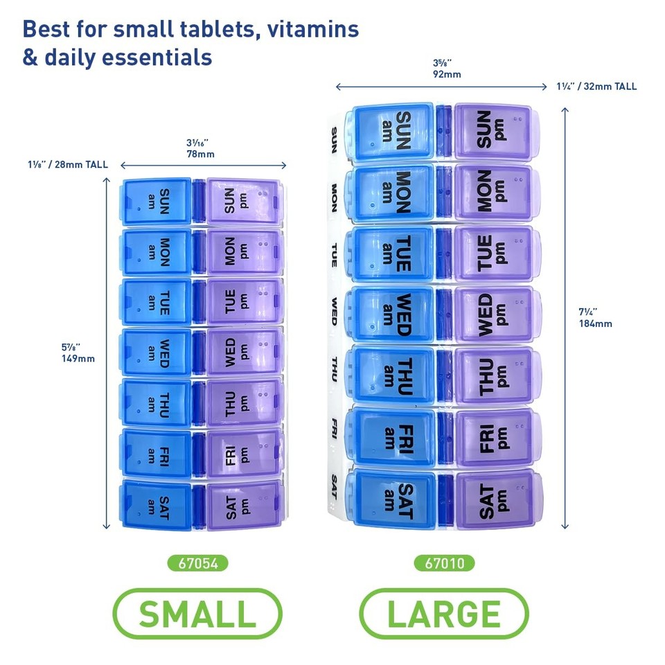 Weekly AM/PM Pill Organizer, 7-Day Vitamin Container and Daily ...