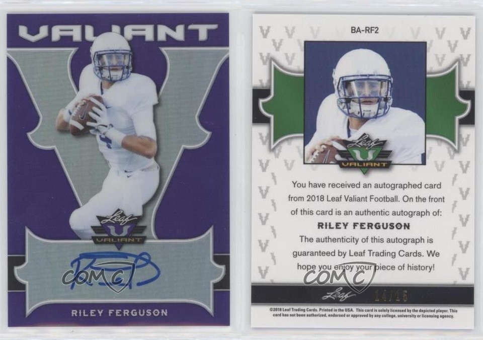 2018 Leaf Valiant Purple 14/15 Riley Ferguson #BA-RF2 Rookie Auto RC 0a3 | eBay