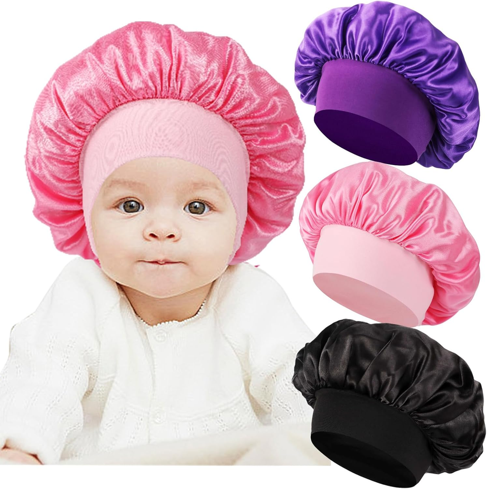 3 Pcs Baby Bonnets for Sleeping,Silk Sleep Cap for Baby Girls and Boys ...