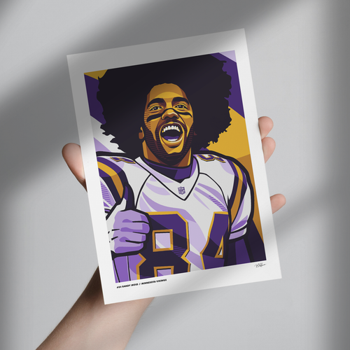 Randy Moss Poster Minnesota Vikings Football 5x7 Illustrated Art Print ...