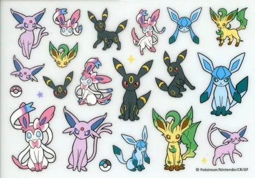 Pokémon Irodo Fabric Sticker Blacky Leafia Glacia Nymphia 5.3x6.3in | eBay