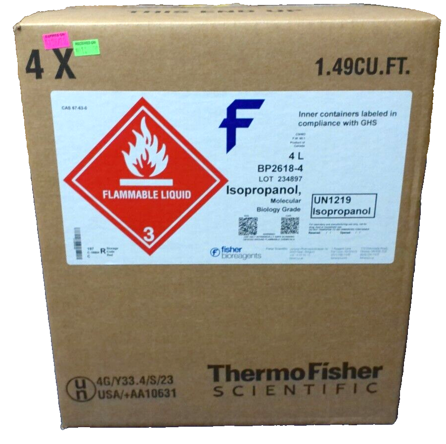 Fisher Bioreagents Isopropanol Molecular Biology Grade BP2618-4 UN1219 ...