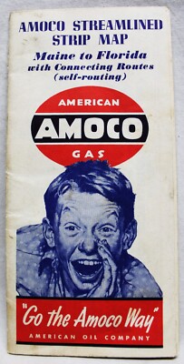 AMOCO OIL HIGHWAY ROAD STRIP MAPS MAINE TO FLORIDA 1940 VINTAGE AUTO ...