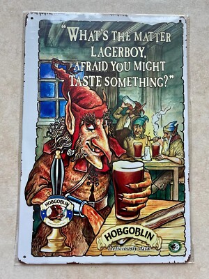 HOBGOBLIN LAGERBOY METAL SIGN BAR MAN CAVE BEER PUB KITCHEN 20 x 30cm ...