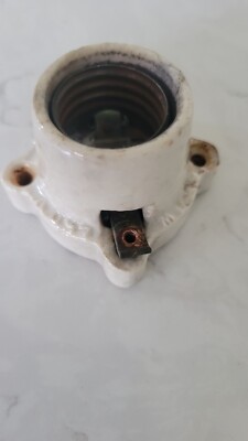 ANTIQUE VINTAGE PORCELAIN FLUSH MOUNT MEDIUM BASE PONY CLEAT LIGHT ...