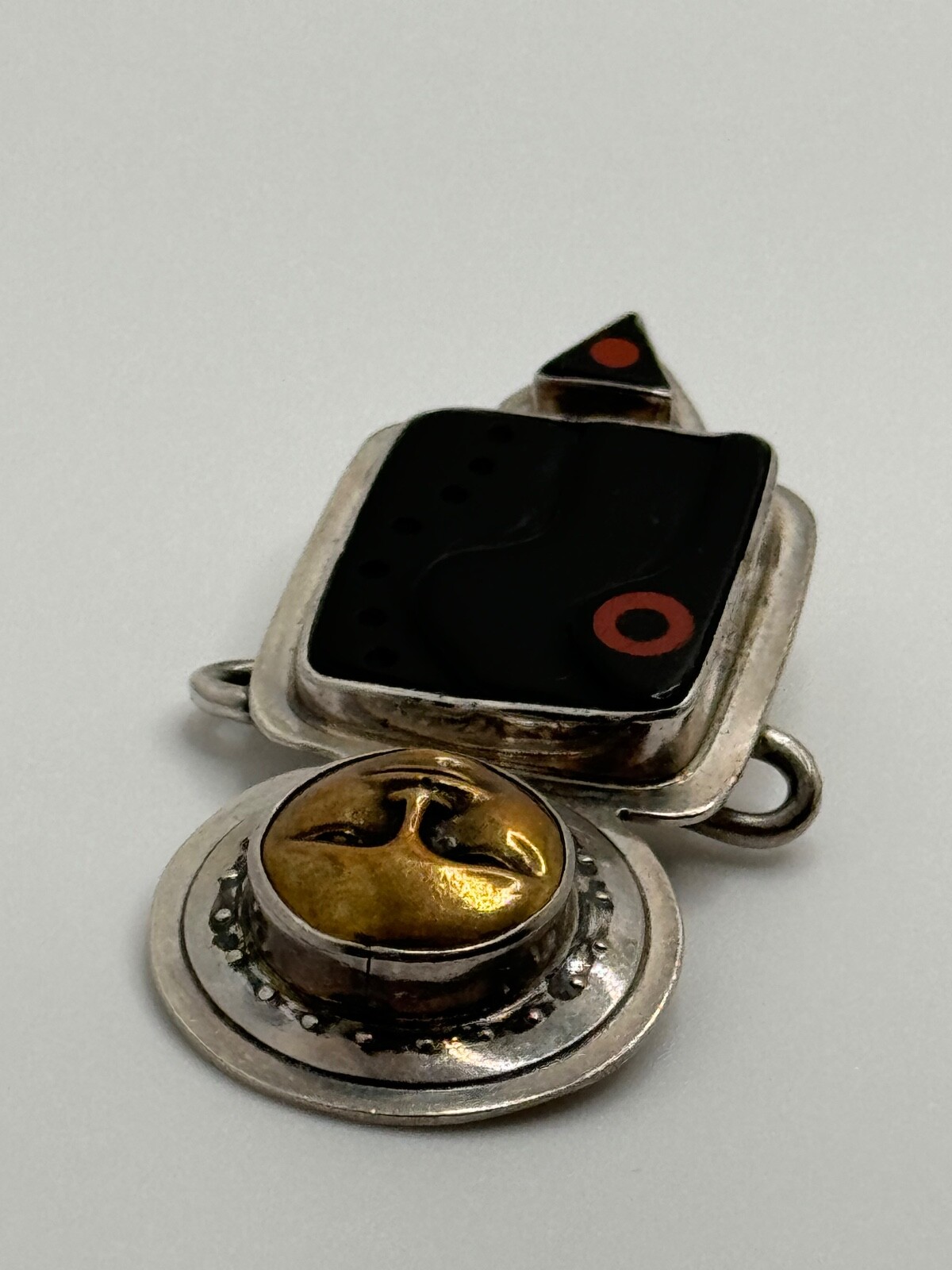 Tabra Sterling Silver Bronze Moon Face Connector Char… - Gem