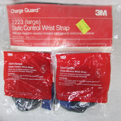 3X Anti-Static Wrist Strap 3M 2223 (large) W/ megohm resistor...ground ...