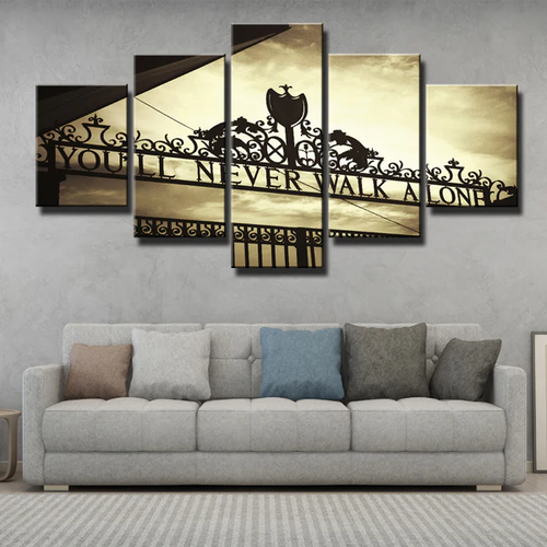 Liverpool FC Football Club Shankly Gates Anfield 5 Piece Panel Canvas ...