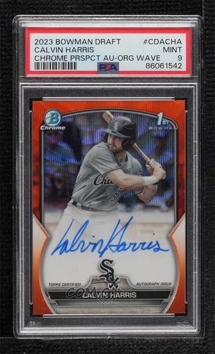 2023 Bowman Draft Orange Wave Refractor /25 Calvin Harris PSA 9 MINT ...