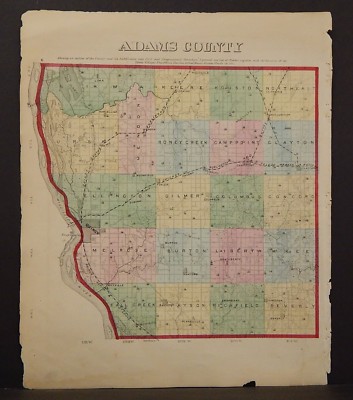 Illinois Adams County Map 1872 K18#04 | eBay