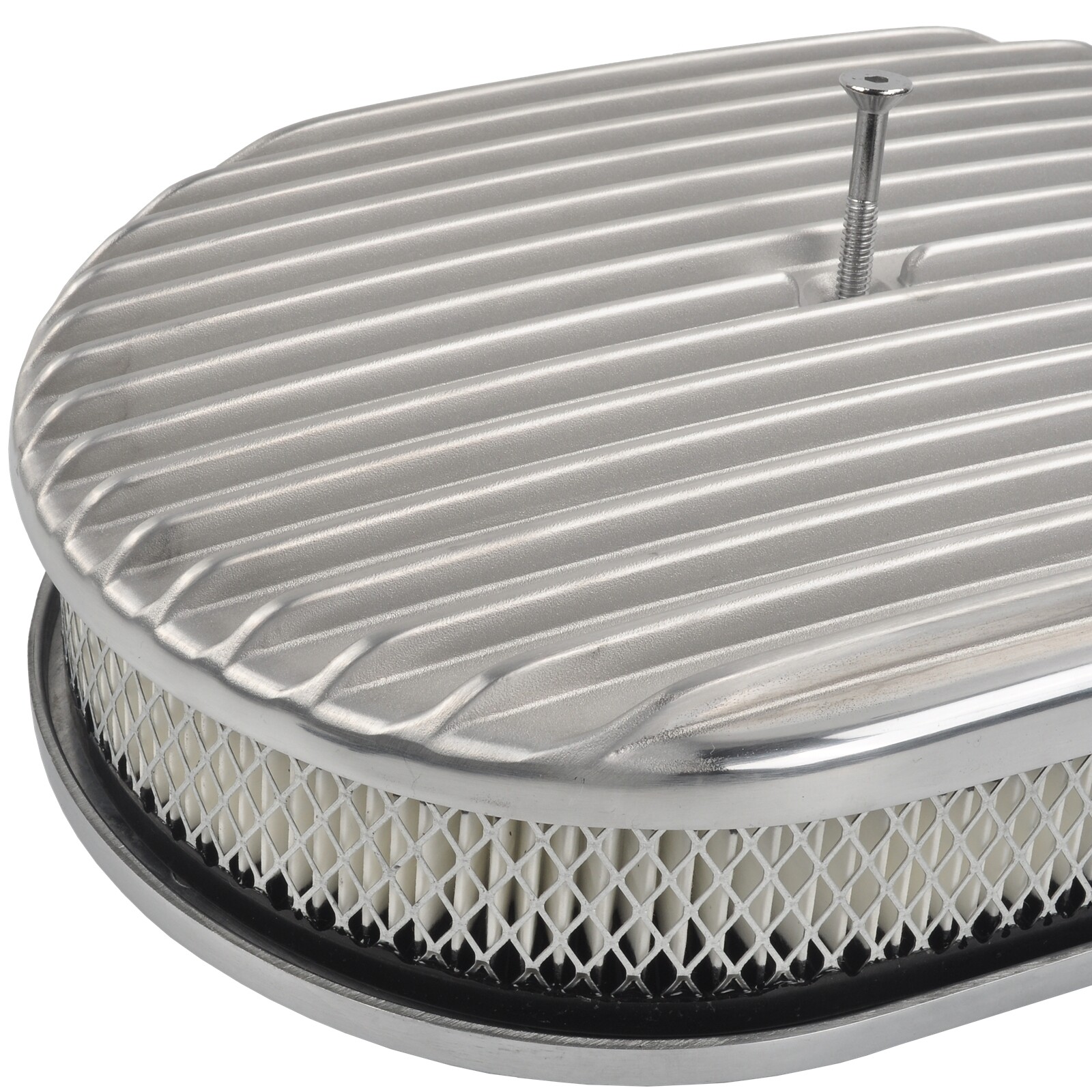 12" Oval Fully Finned Polished Aluminum Air Cleaner For Chevy Ford ...