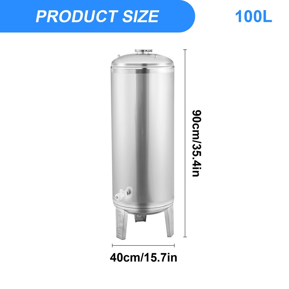26.4-66 Gal Pressurized Well Tank Stainless Steel Water Pressure Tank ...