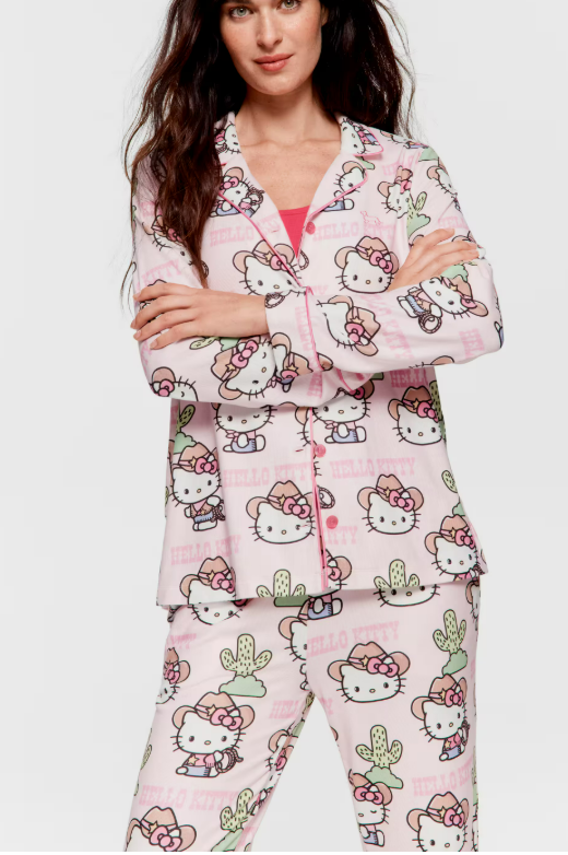 BNWT Peter Alexander Howdy Hello Kitty Plush PJ Set Size M Ladies ...