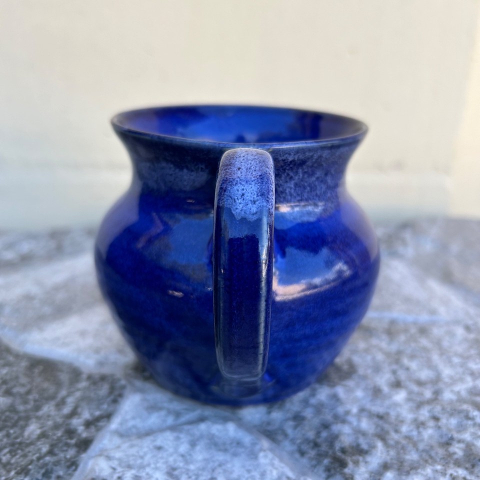 LATHAM'S POTTERY Seagrove NC Cobalt Blue Glazed 4" Mug Signed BRUCE ...