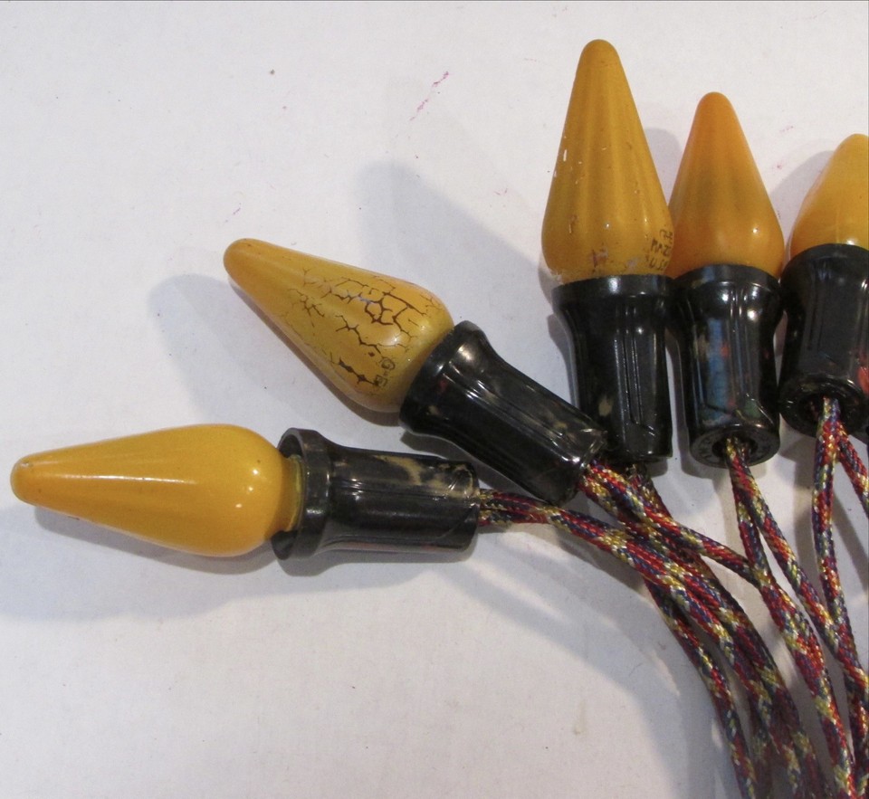 8 VTG C6 GE Xmas Light Bulbs Work Cloth Strand Yellow (AQ) | eBay