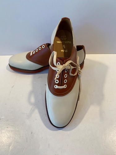 Ralph Lauren Crockett & Jones Golf Saddle Ivory Brown Spectator Shoes ...