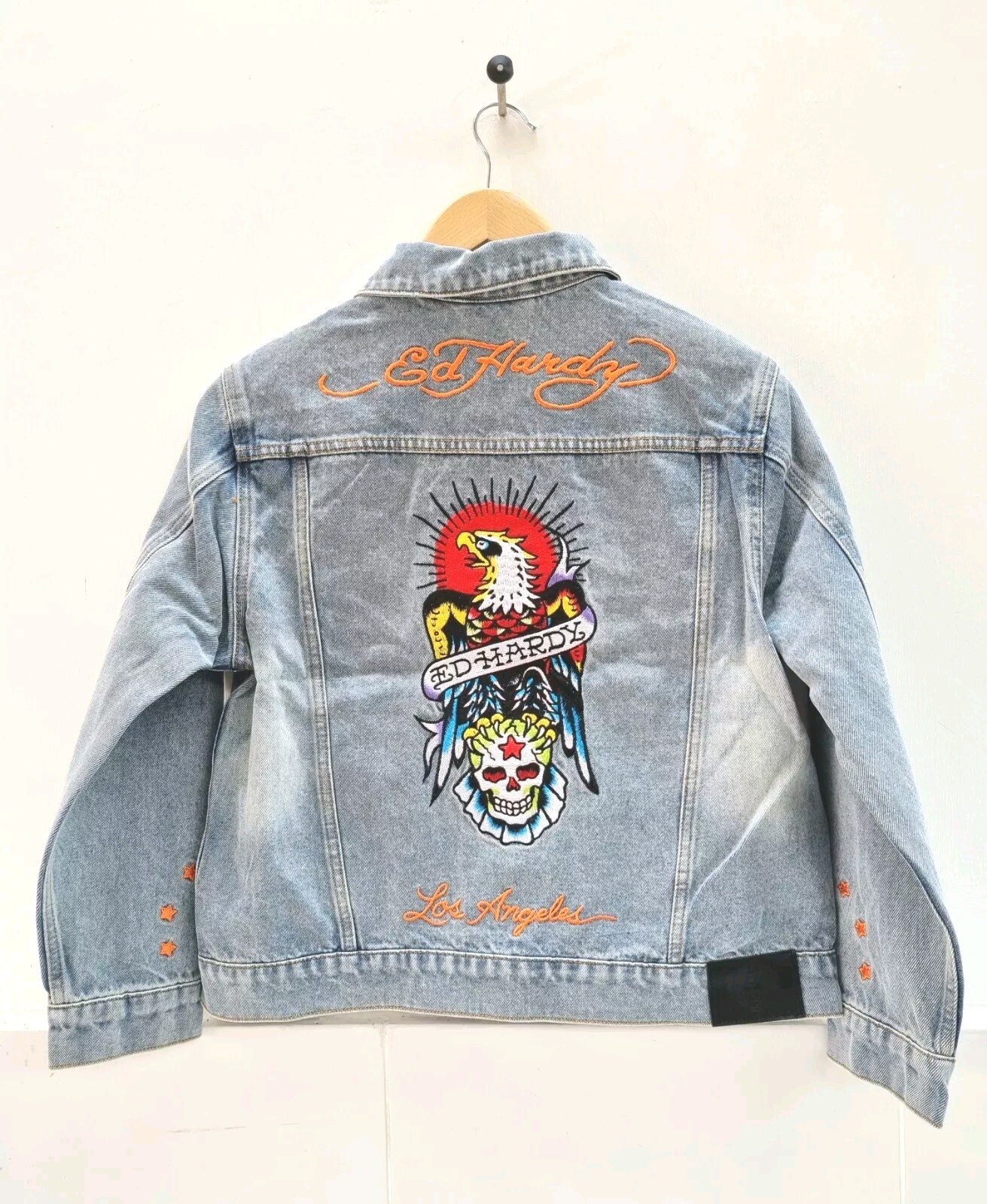 Ed Hardy Jacket Don Eagle Embroidered Blue Denim Jacket, Rare Size ...