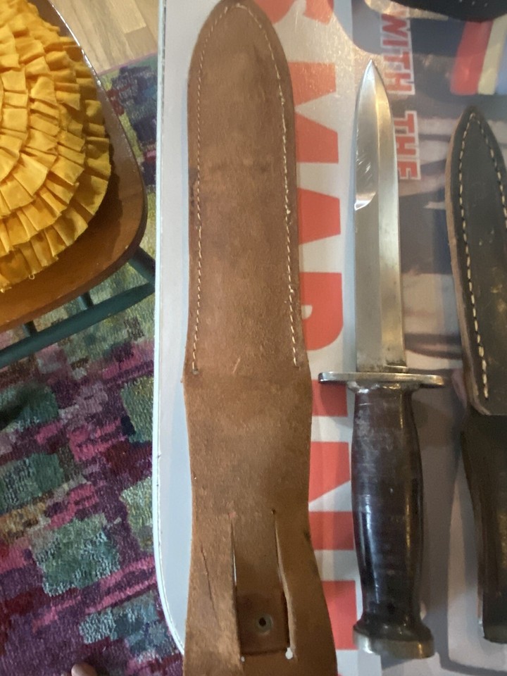 case US m3 straight guard Trench Knife smooth handle soldier signed WW2 ...