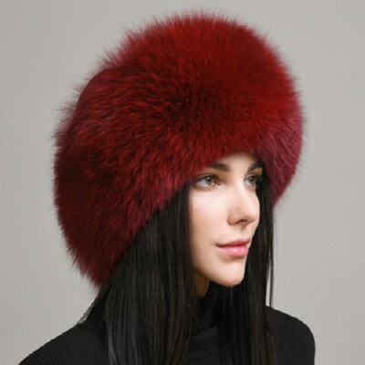 Women Winter Real Fox Fur Hat Russian Ear Cap Ushanka Cossack Ski ...