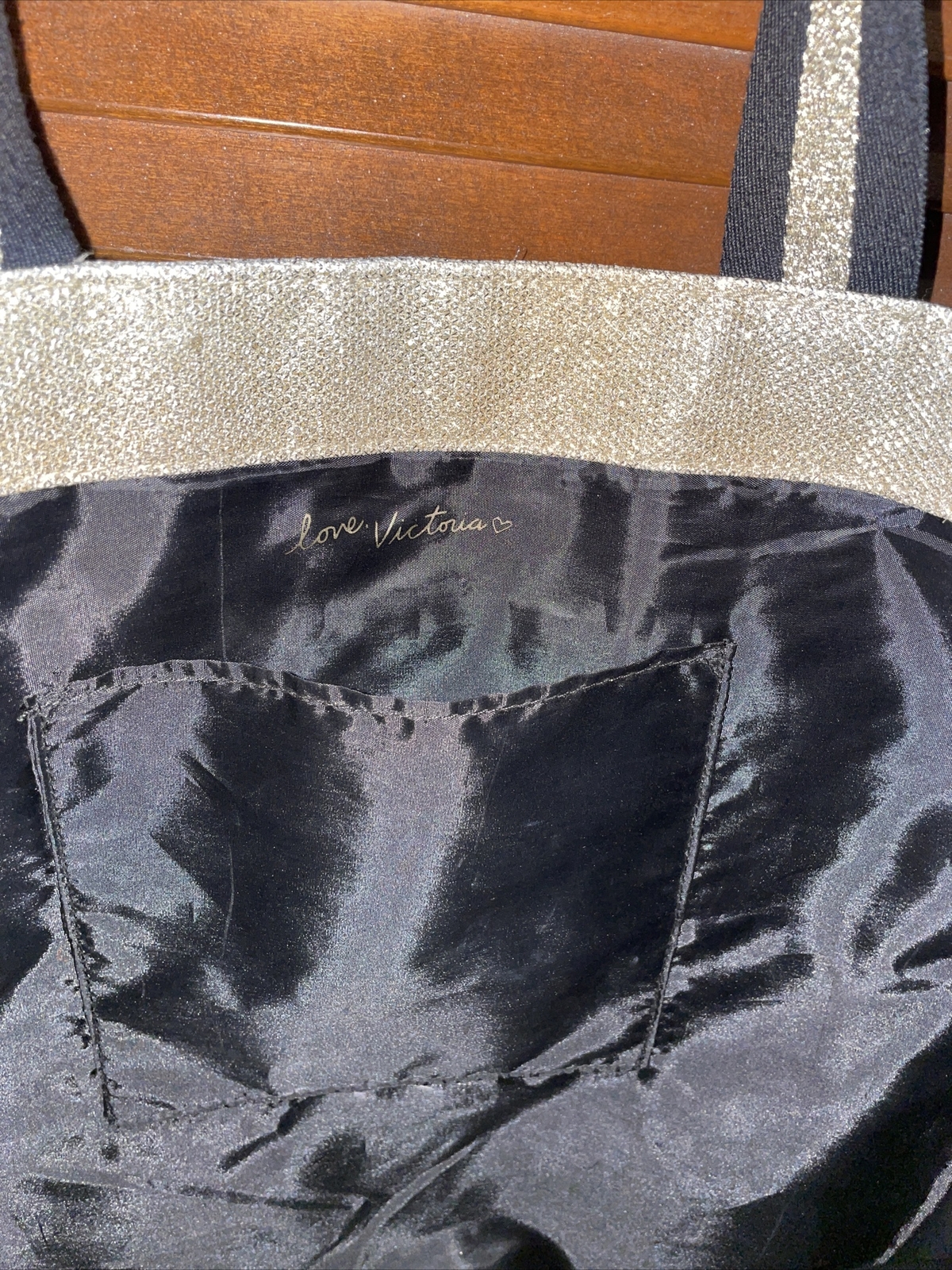 Victoria's Secret Heart Logo Gold Glitter Sparkle Tot… - Gem