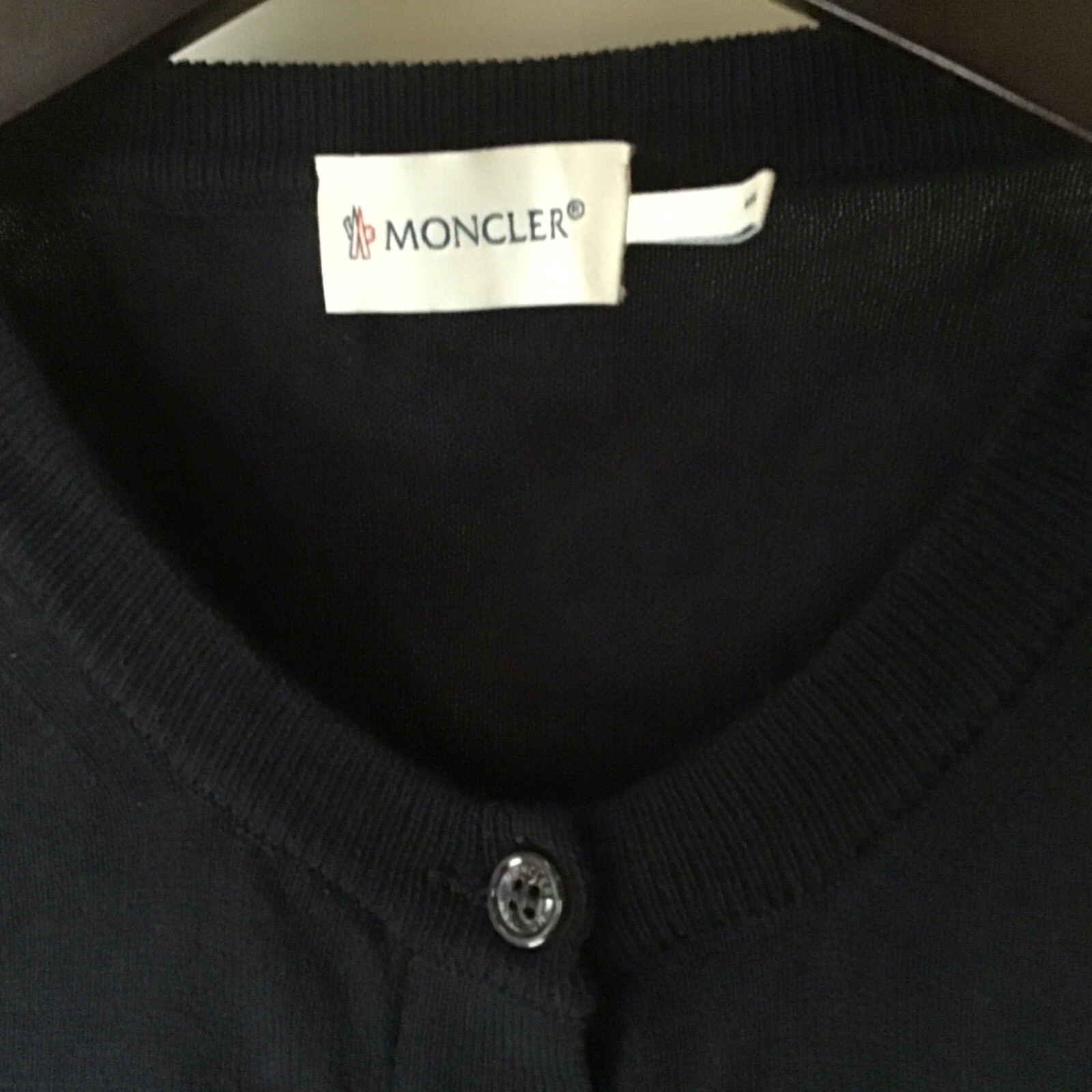 Moncler Navy Blue Knit Maglia Tricot Logo Button Card… - Gem