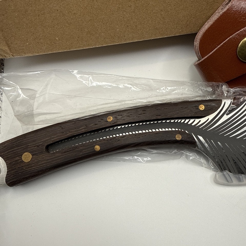 Feather Blade Damascus Knife. Wood Handle Sheath included. NEW | eBay