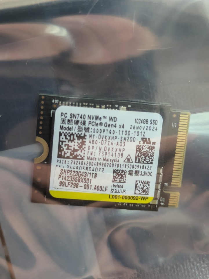 1TB SSD WD Nvme M.2 2230 Pci-e 4.0X4 Solid State Drive SN740 NEW Sealed ...