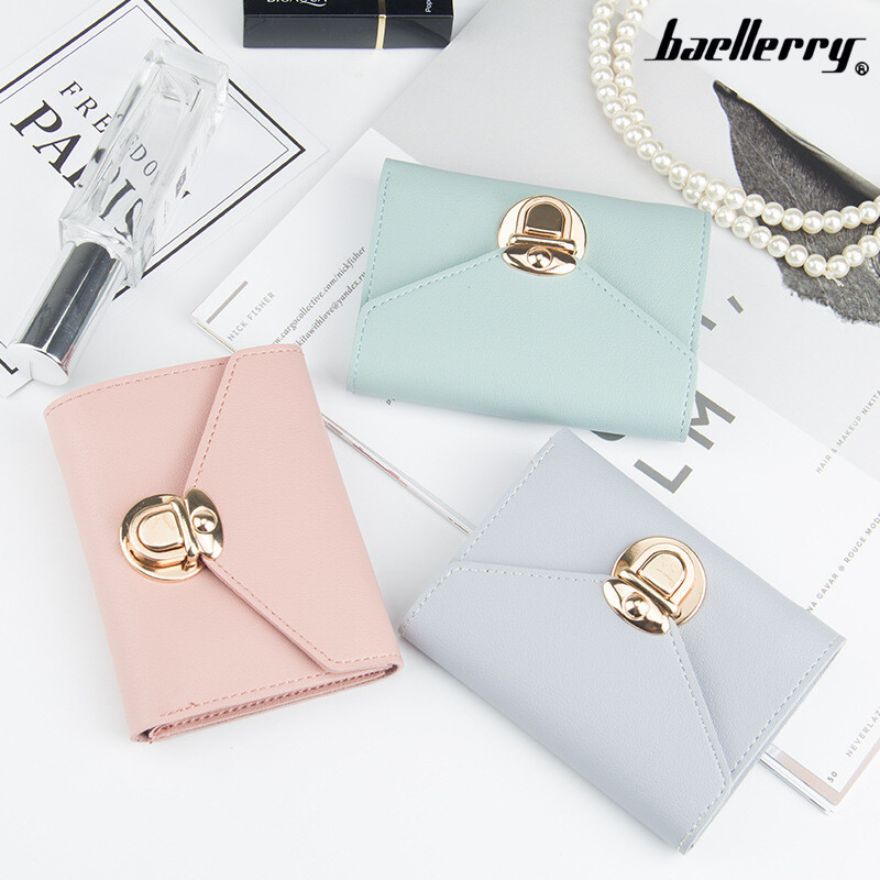 Small Leather Compact Bifold Button Pocket Wallet Card Case Purse with ...